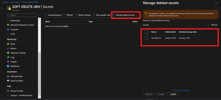 Restore the deleted secret/Key Vault in Azure Key vault - Techdiw
